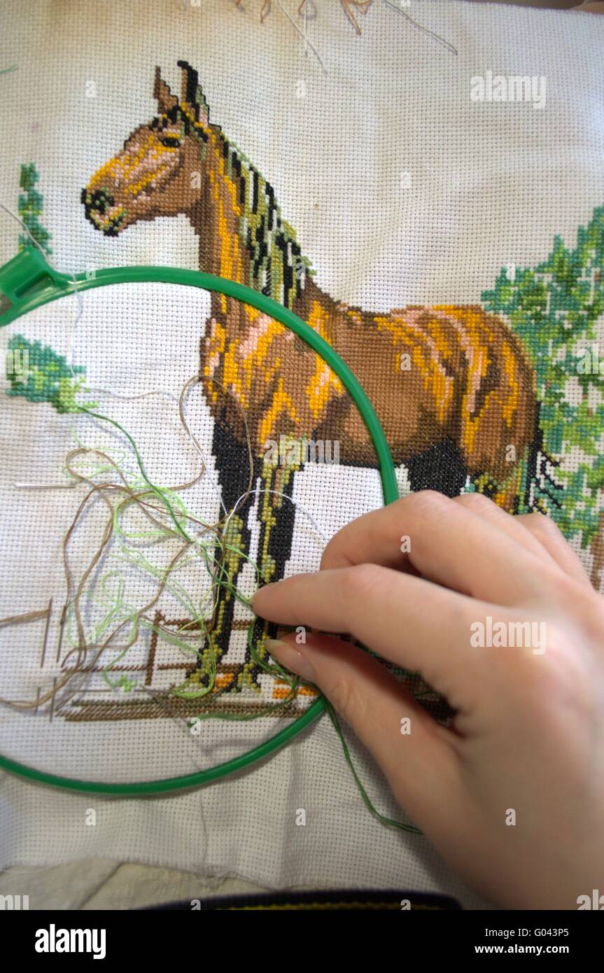 embroidery a dagger - a horse Stock Photo - Alamy
