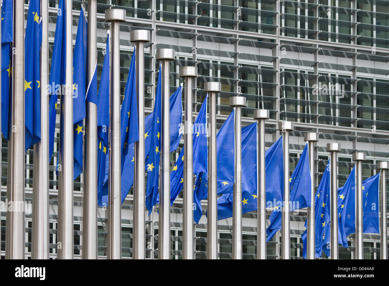 european flag in front of the european commission Stock Photo - Alamy