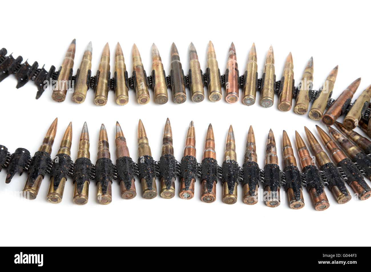 Machine-gun tape with cartridges of times Second World War Stock Photo ...