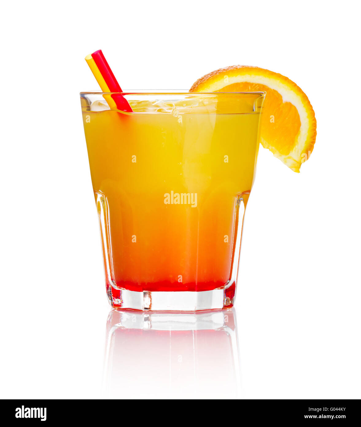 Orange alcohol cocktail with orange fruit slice isolated Stock Photo ...