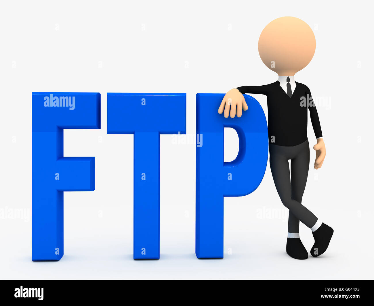 3d person near letters FTP over white background Stock Photo - Alamy