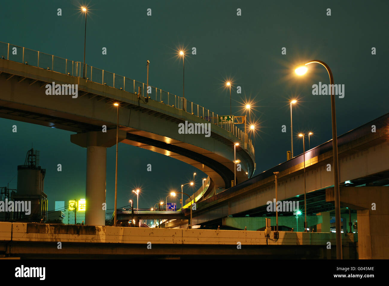 intensive Tokyo highways intersection at night ti Stock Photo - Alamy