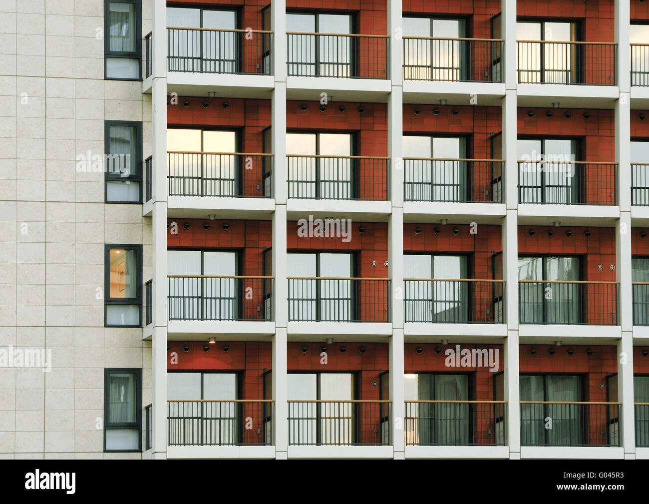 colorful reflection from residential building win Stock Photo - Alamy