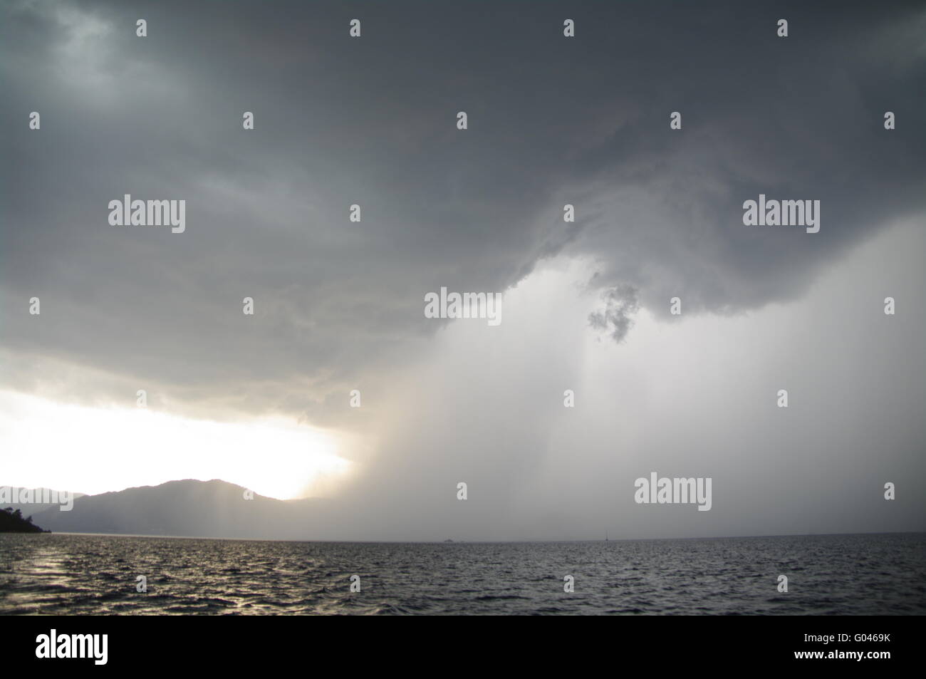 Heavy thunderstorm over the open sea, Turkey Stock Photo - Alamy