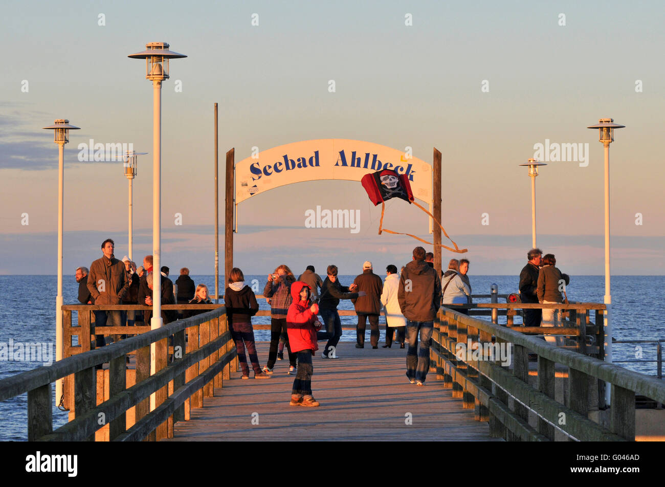 Historic pier, Ahlbeck, Heringsdorf, Usedom, Vorpommern-Greifswald ...