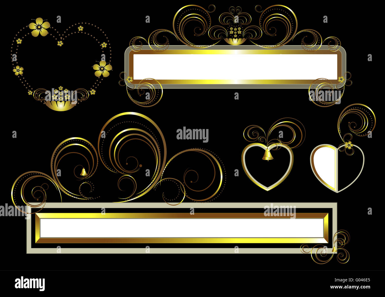 Classic frame with the decor of golden curves Stock Photo - Alamy