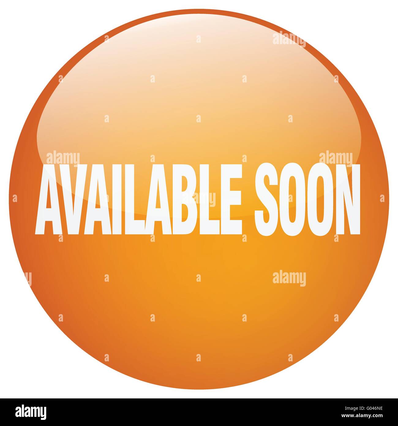 available soon orange round gel isolated push button Stock Vector Image ...