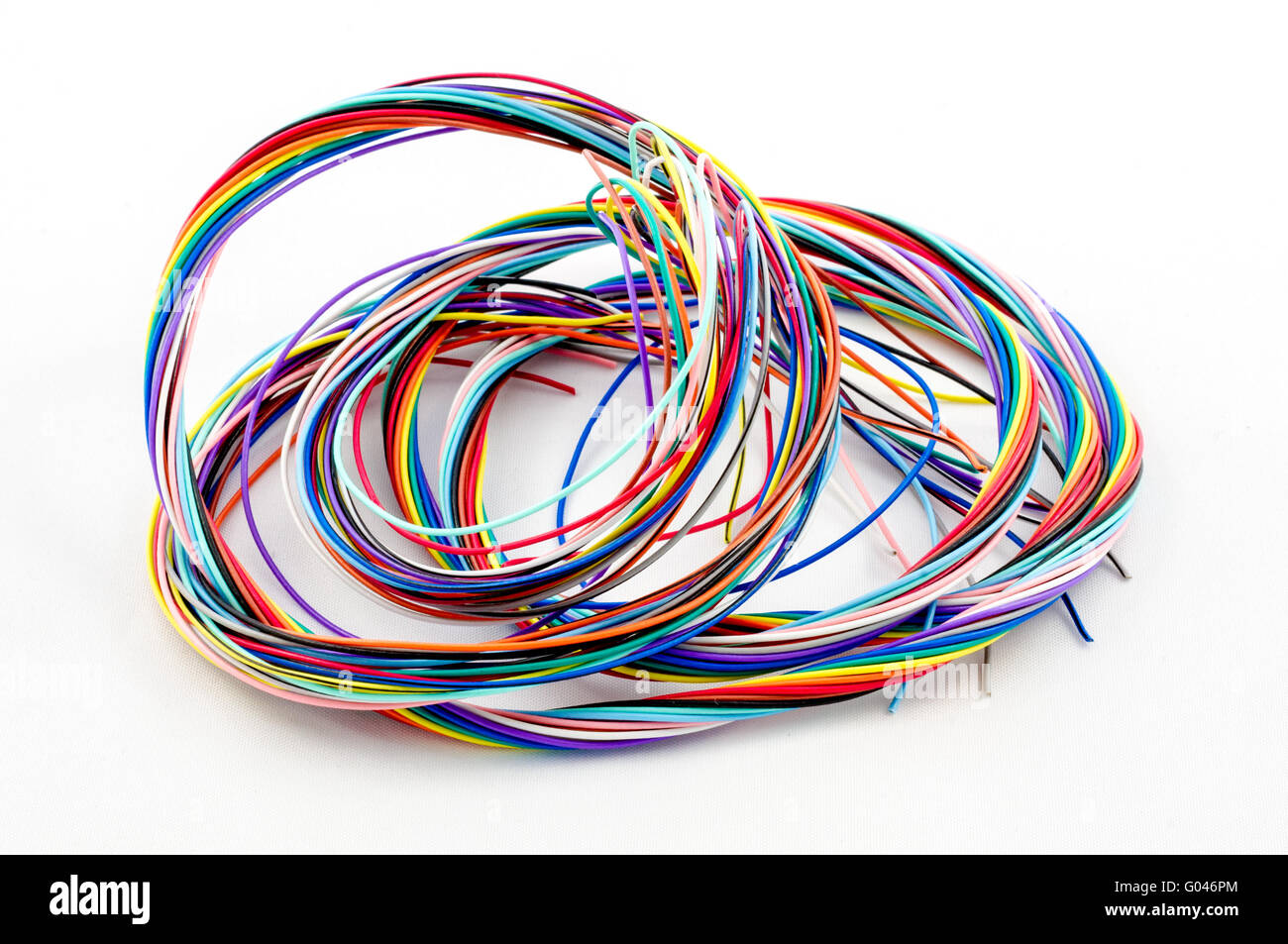 A bunch of colourful cables isolated on white background Stock Photo ...