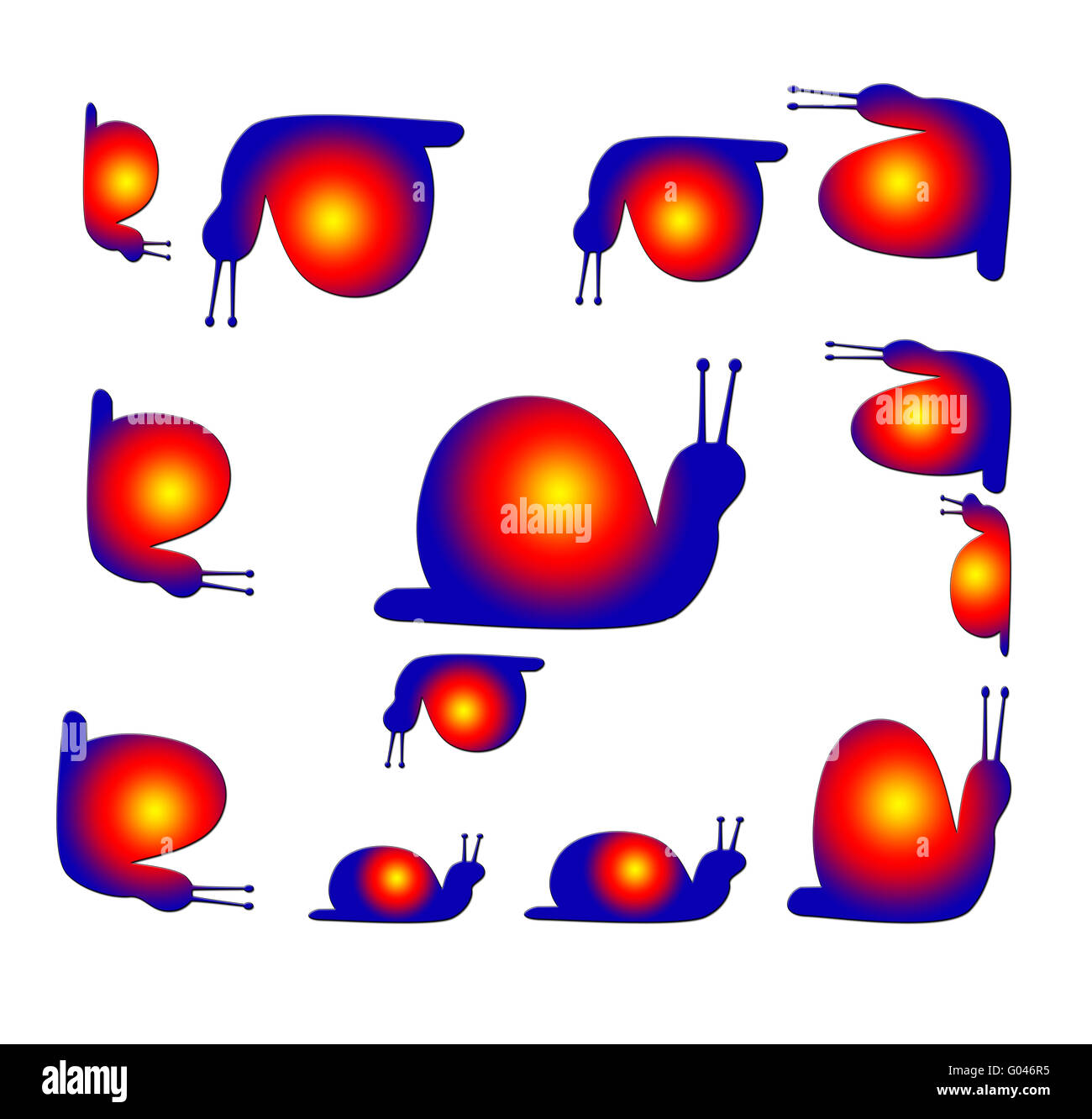 vector drawing depicting the snails Stock Photo - Alamy