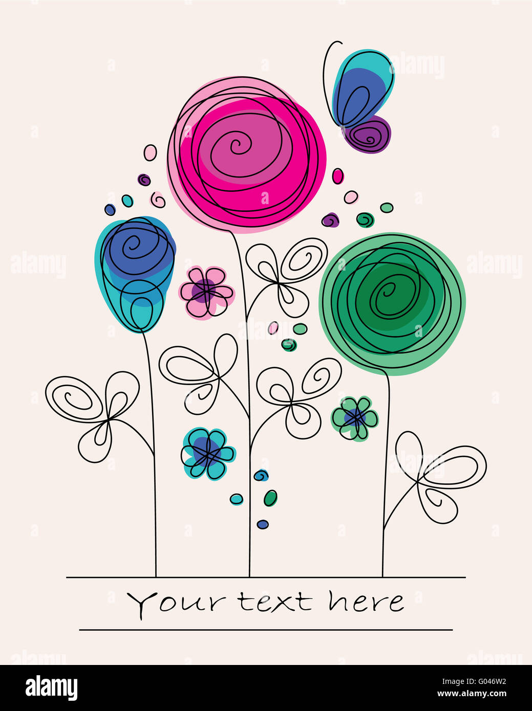 Funny colorful background with abstract flowers Stock Photo - Alamy