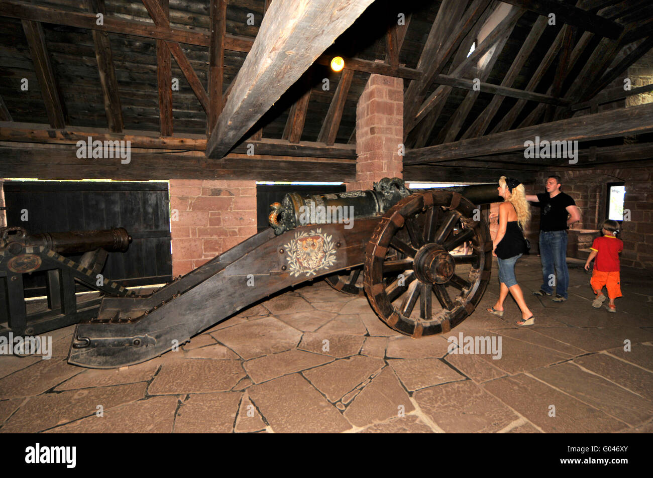 Bulwark, canon, great bastion, Chateau du Haut-Koenigsbourg, Alsace ...