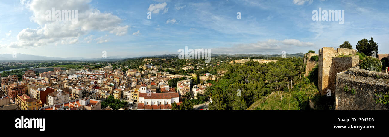 Panorama from Tortosa castle to the town abd mountains Stock Photo - Alamy