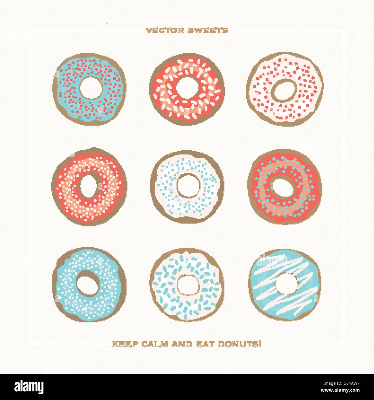 set of colorful donuts over paper background. vector glazed doughnut ...