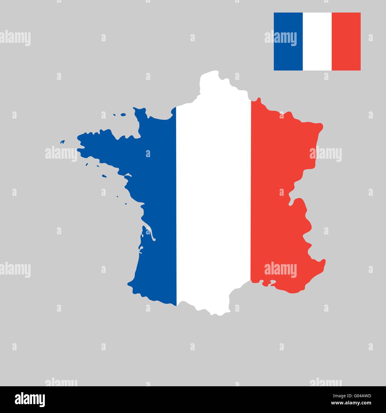 Map of France in French flag colors style Stock Vector Image & Art - Alamy