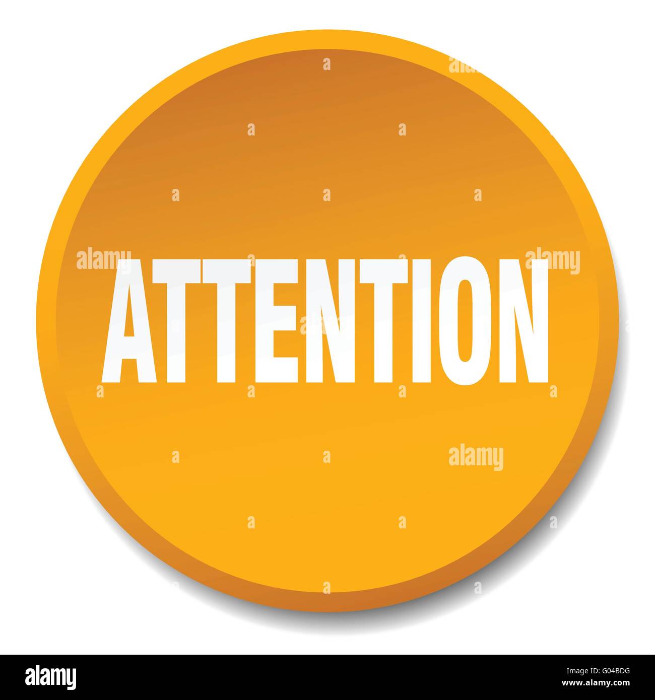 attention orange round flat isolated push button Stock Vector Image ...