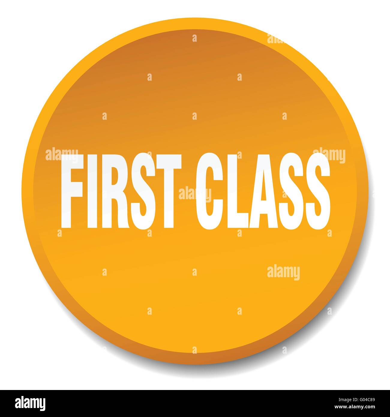 first class orange round flat isolated push button Stock Vector Image ...