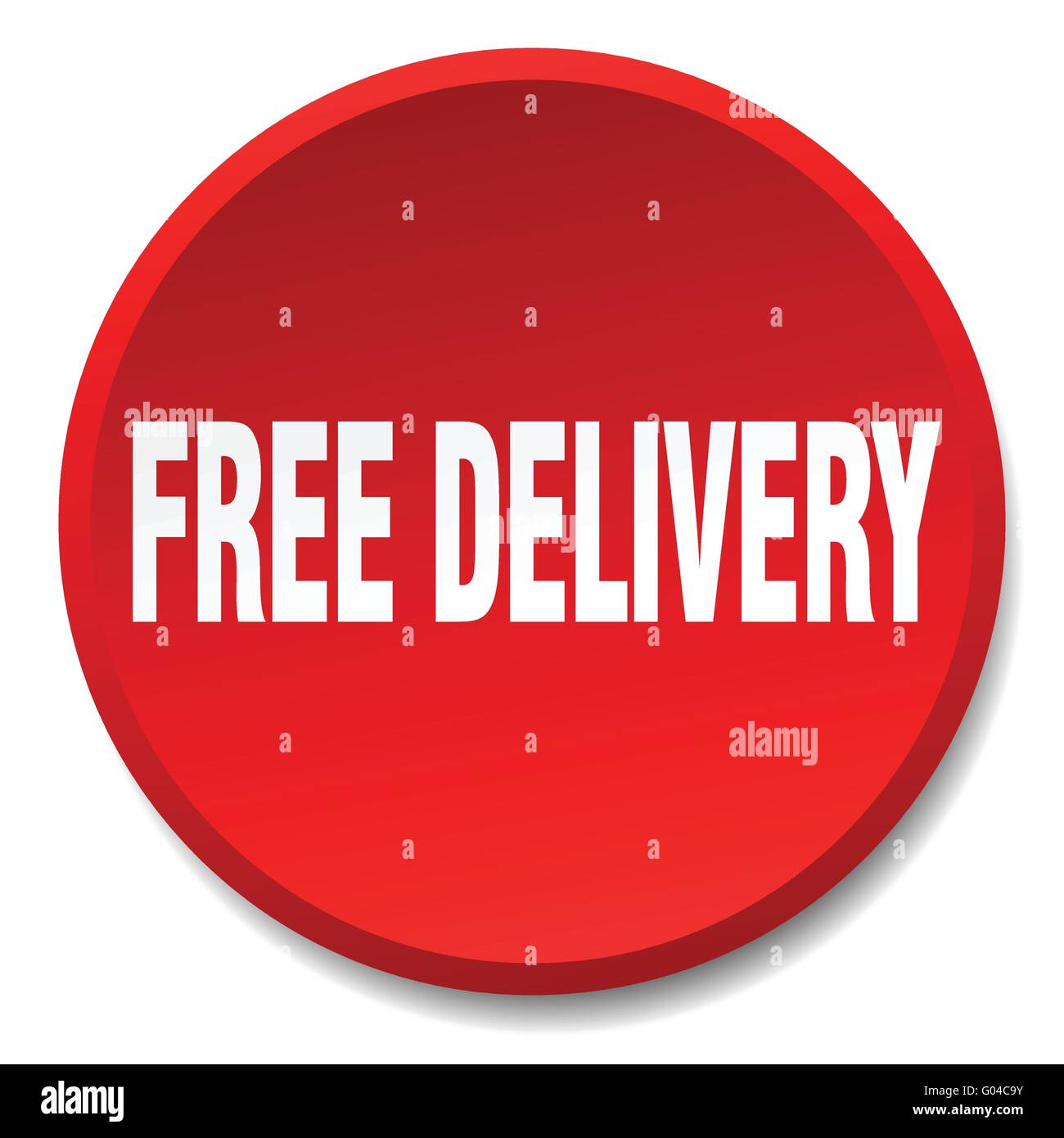 free delivery red round flat isolated push button Stock Vector Image ...