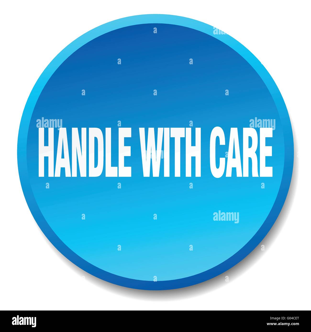 handle with care blue round flat isolated push button Stock Vector ...