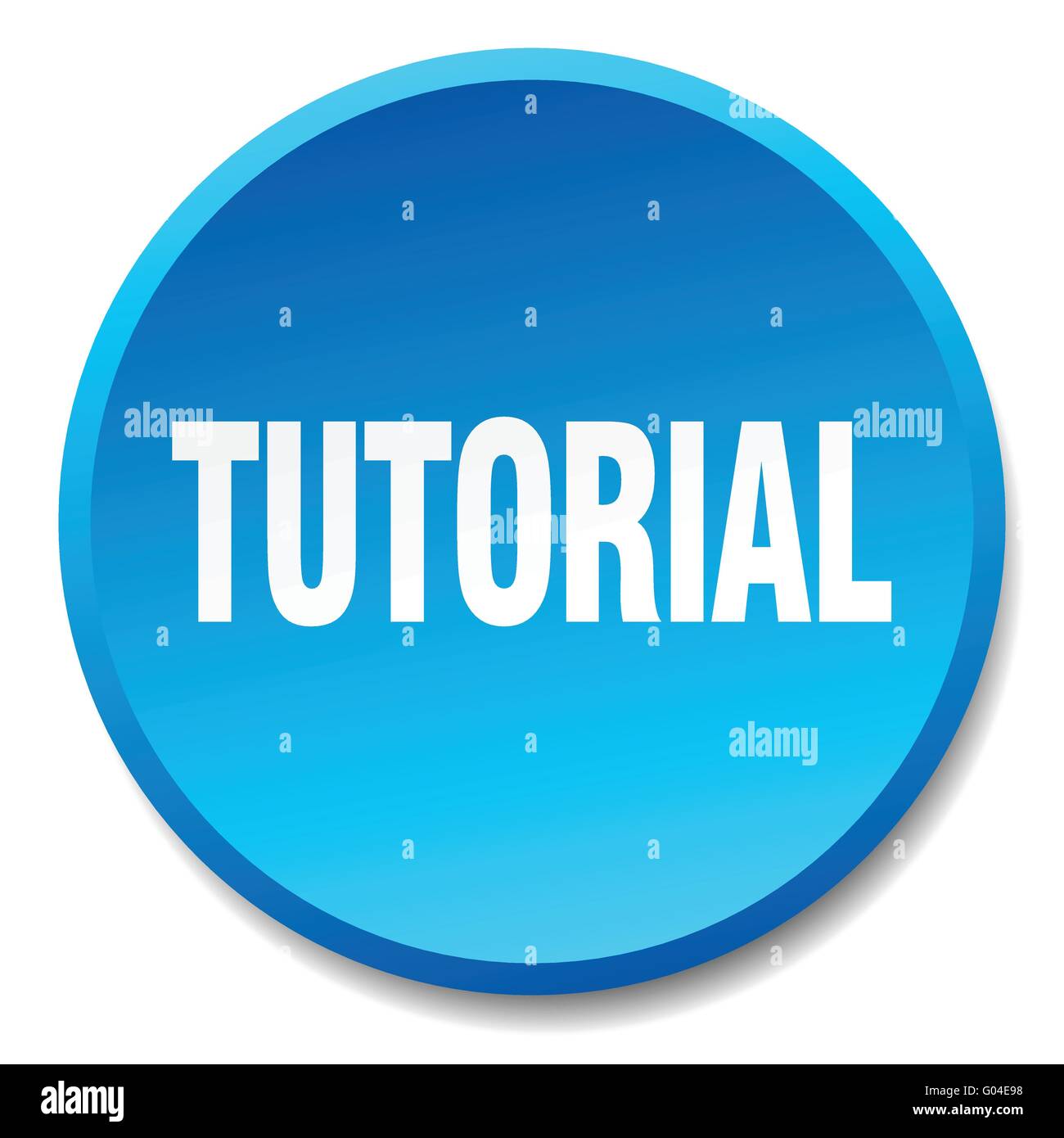tutorial blue round flat isolated push button Stock Vector Image & Art - Alamy