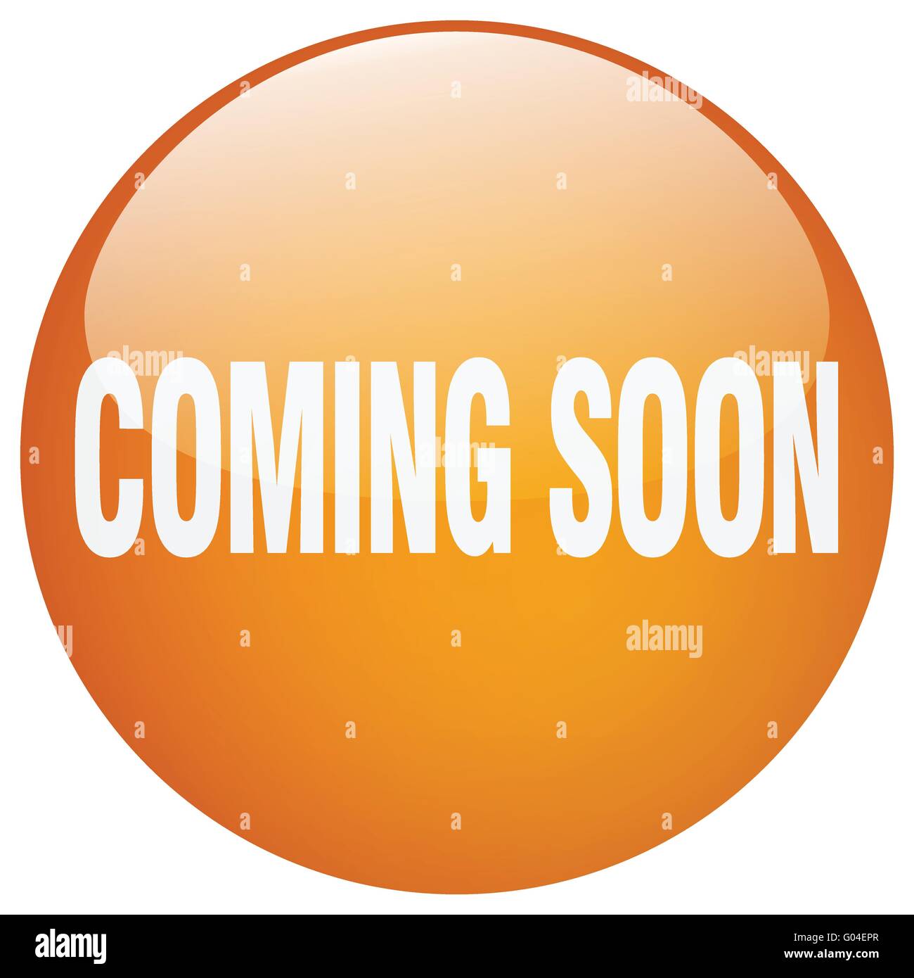 coming soon orange round gel isolated push button Stock Vector Image ...