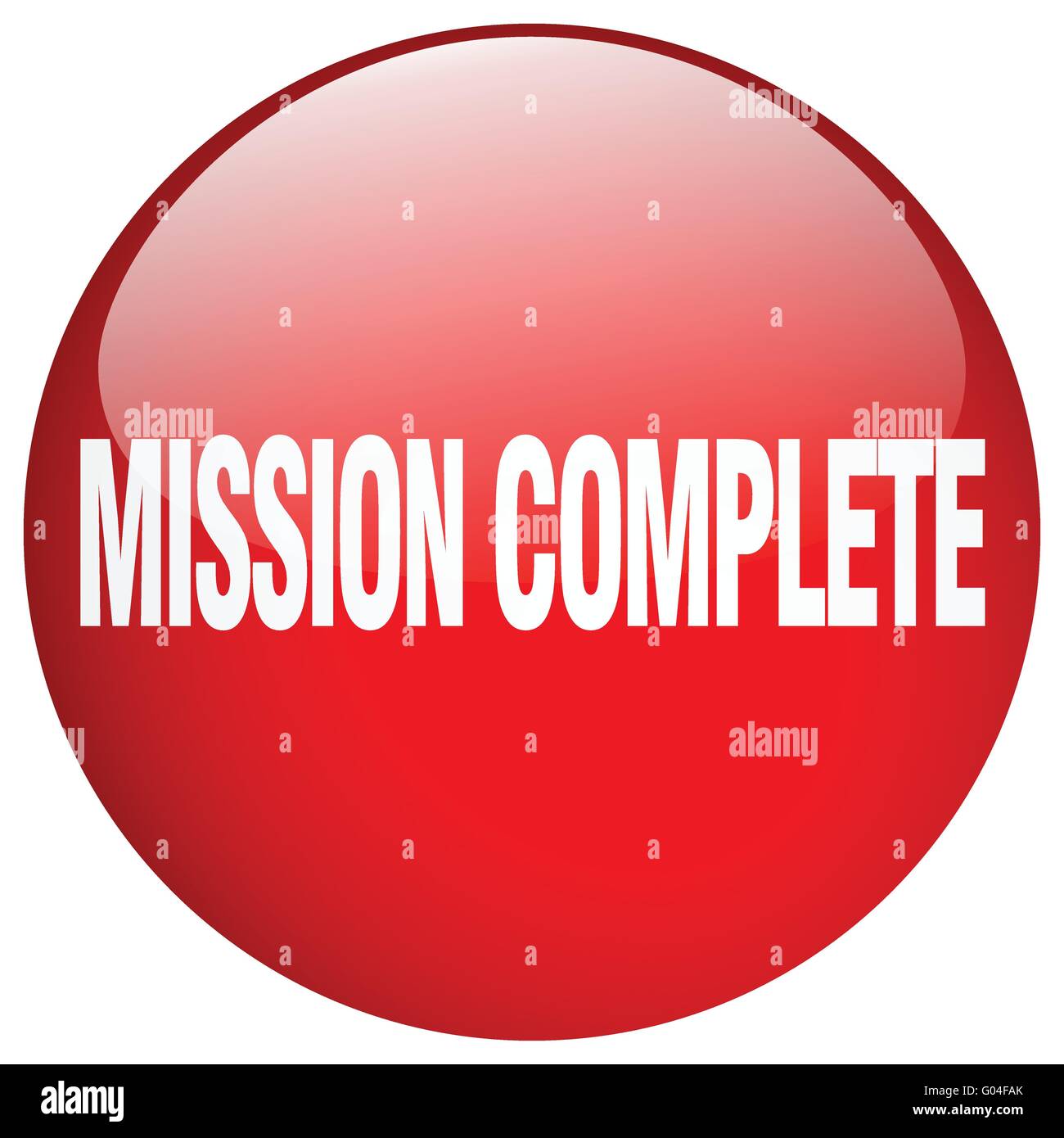 mission complete red round gel isolated push button Stock Vector Image ...