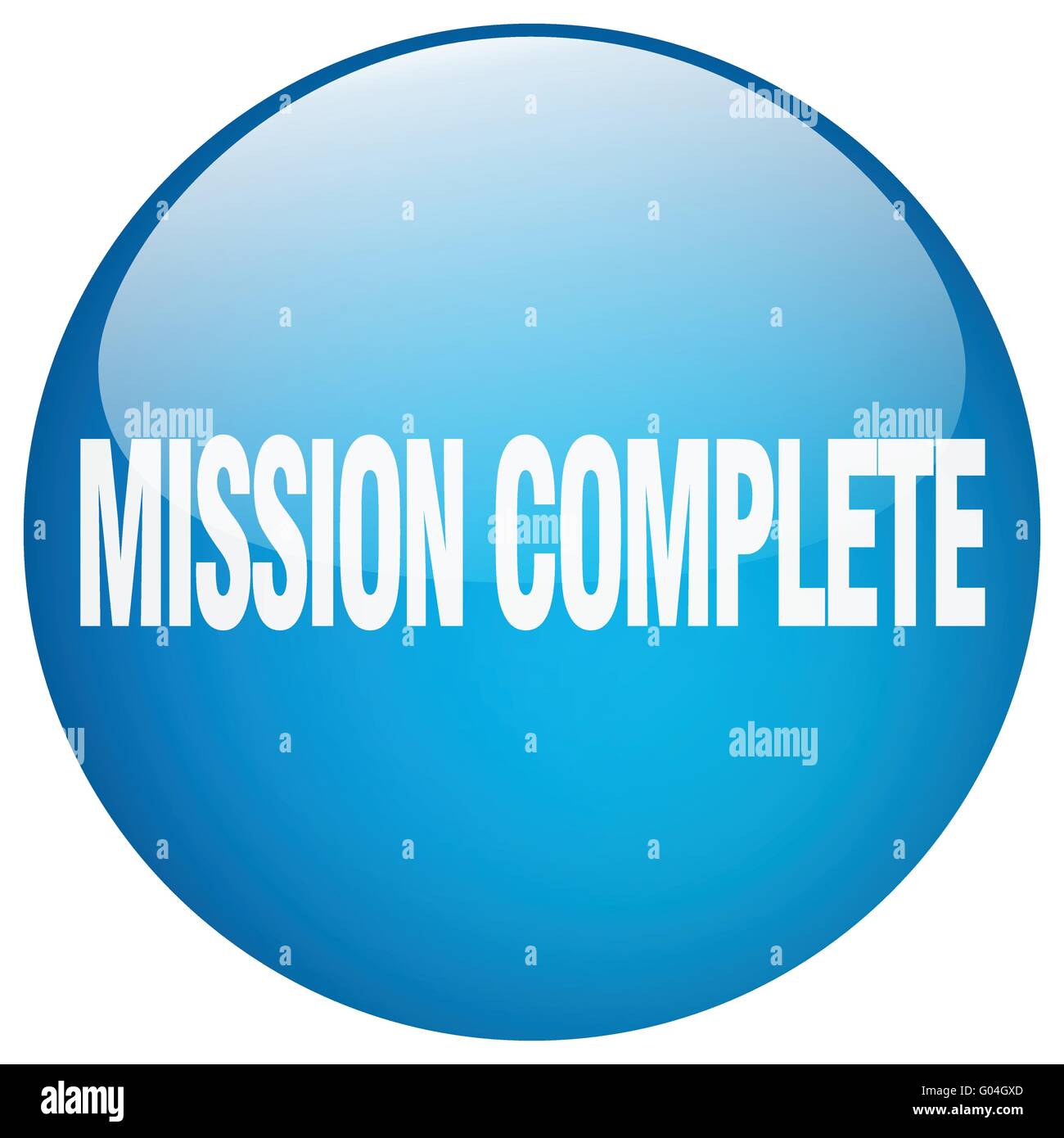 mission complete blue round gel isolated push button Stock Vector Image ...
