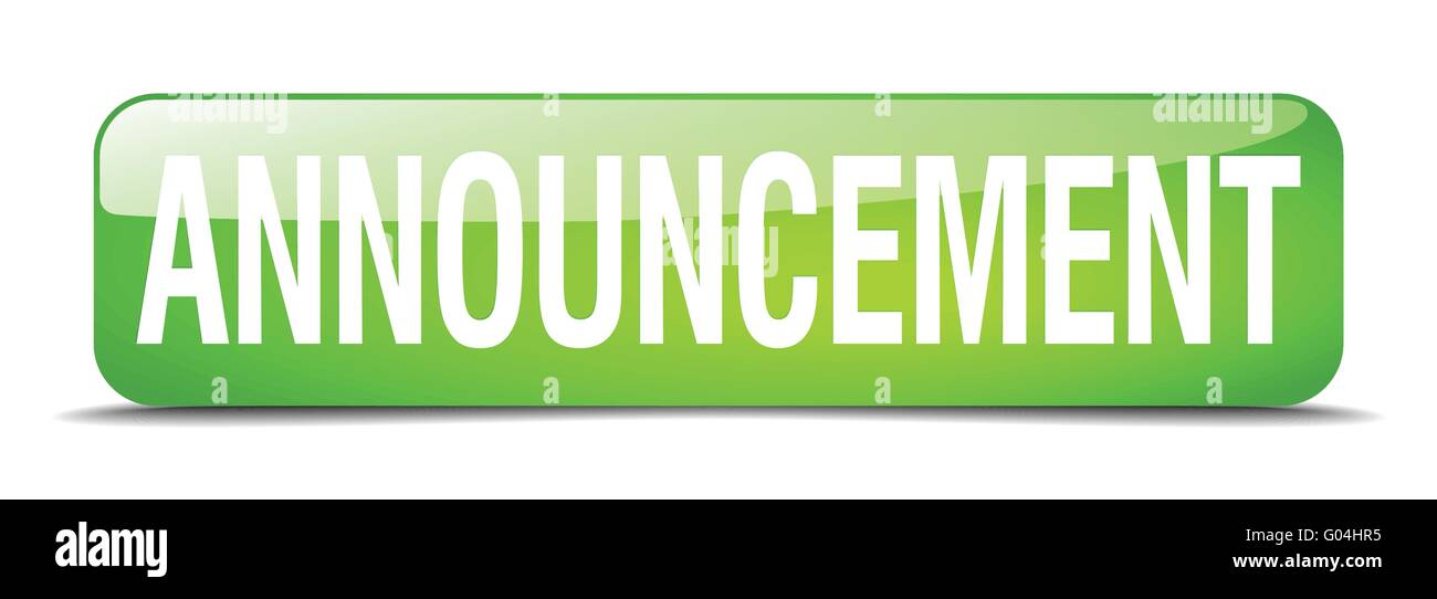announcement green square 3d realistic isolated web button Stock Vector ...