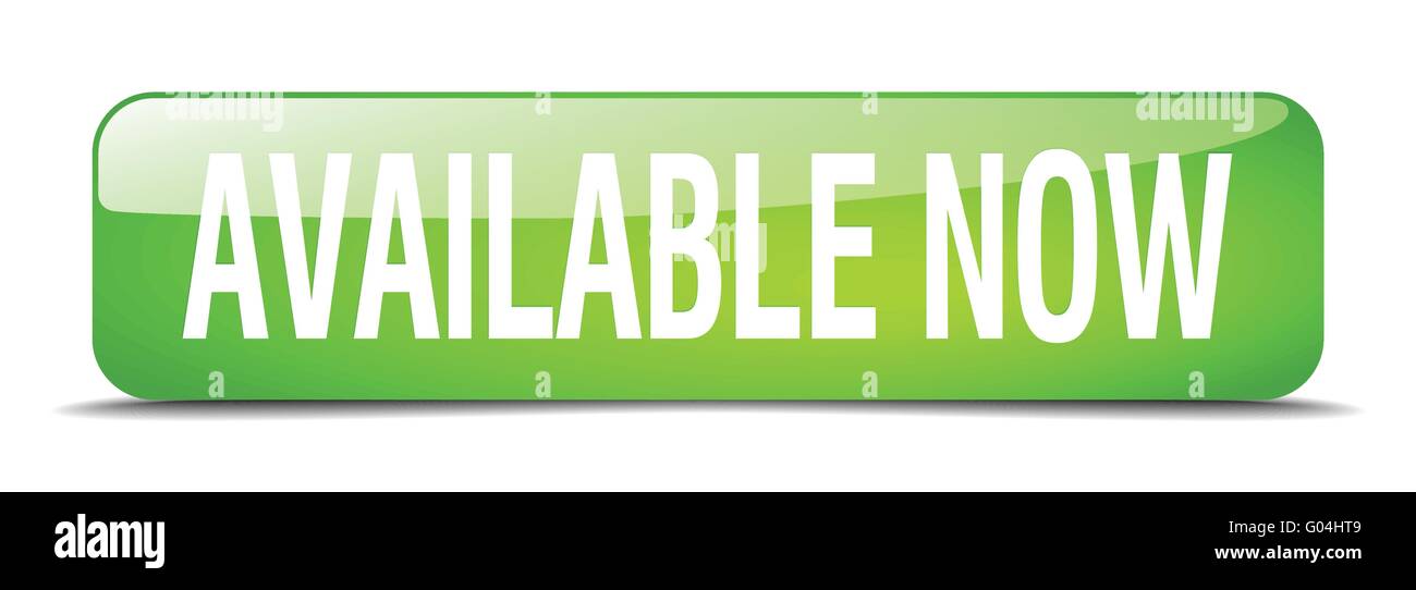 available now green square 3d realistic isolated web button Stock ...