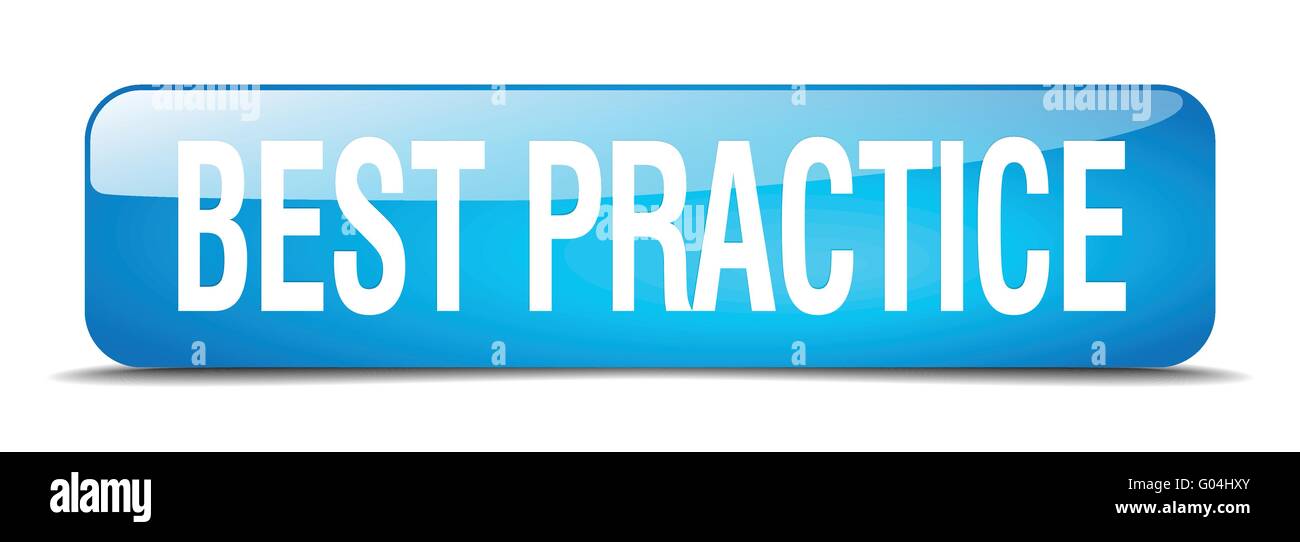 best practice blue square 3d realistic isolated web button Stock Vector ...