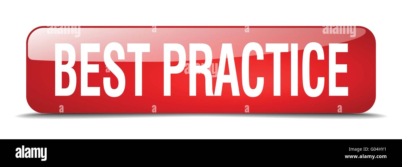 best practice red square 3d realistic isolated web button Stock Vector ...