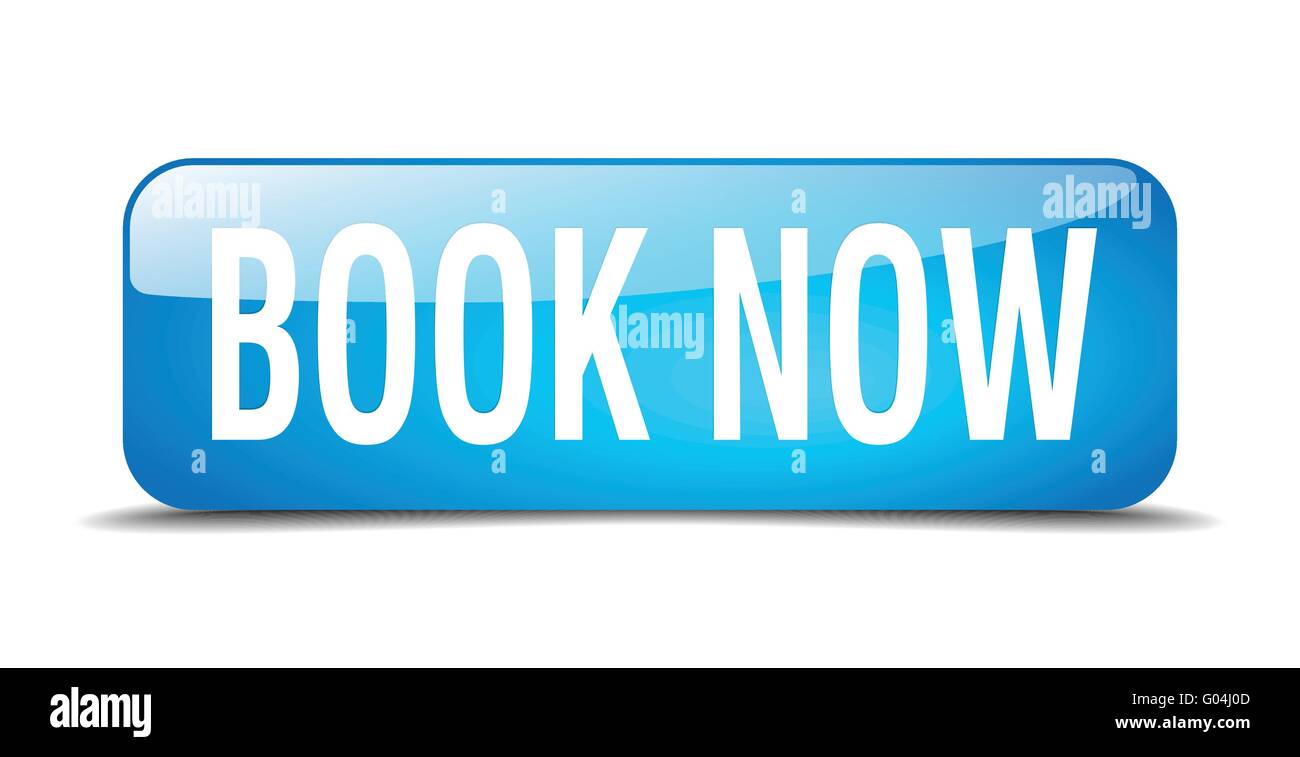 book now blue square 3d realistic isolated web button Stock Vector ...