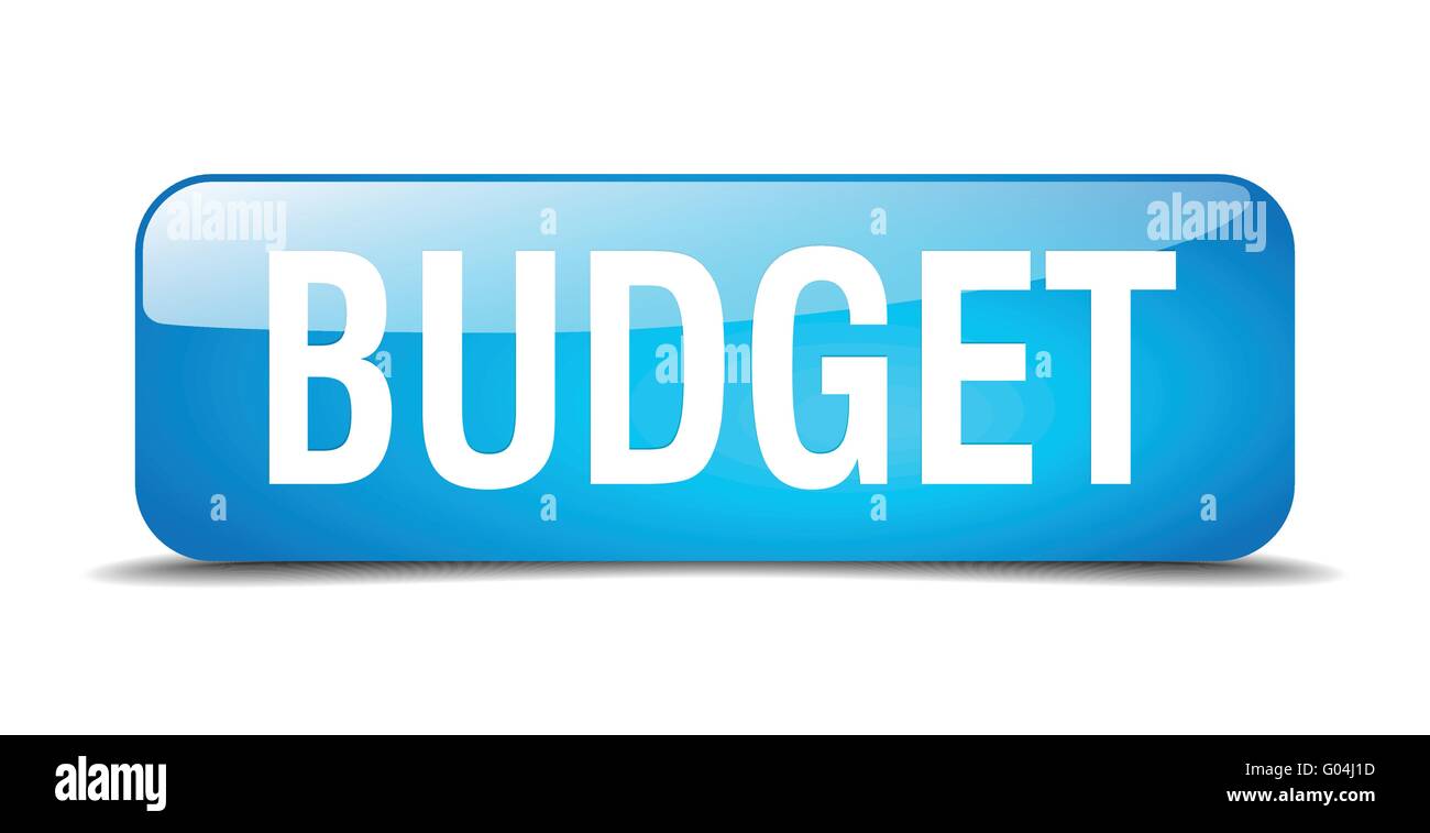 budget blue square 3d realistic isolated web button Stock Vector Image ...