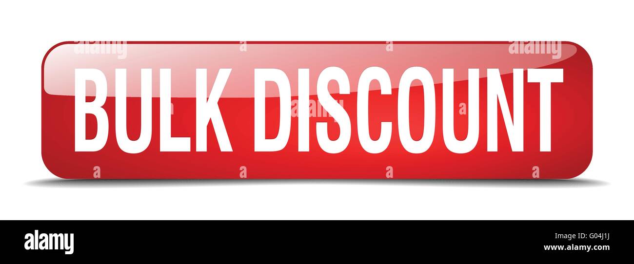 bulk discount red square 3d realistic isolated web button Stock Vector ...