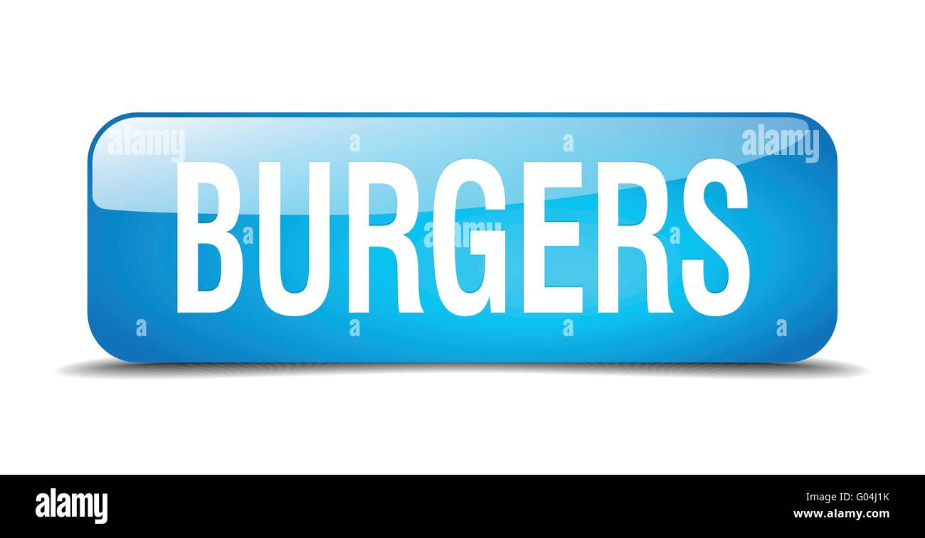 burgers blue square 3d realistic isolated web button Stock Vector Image ...