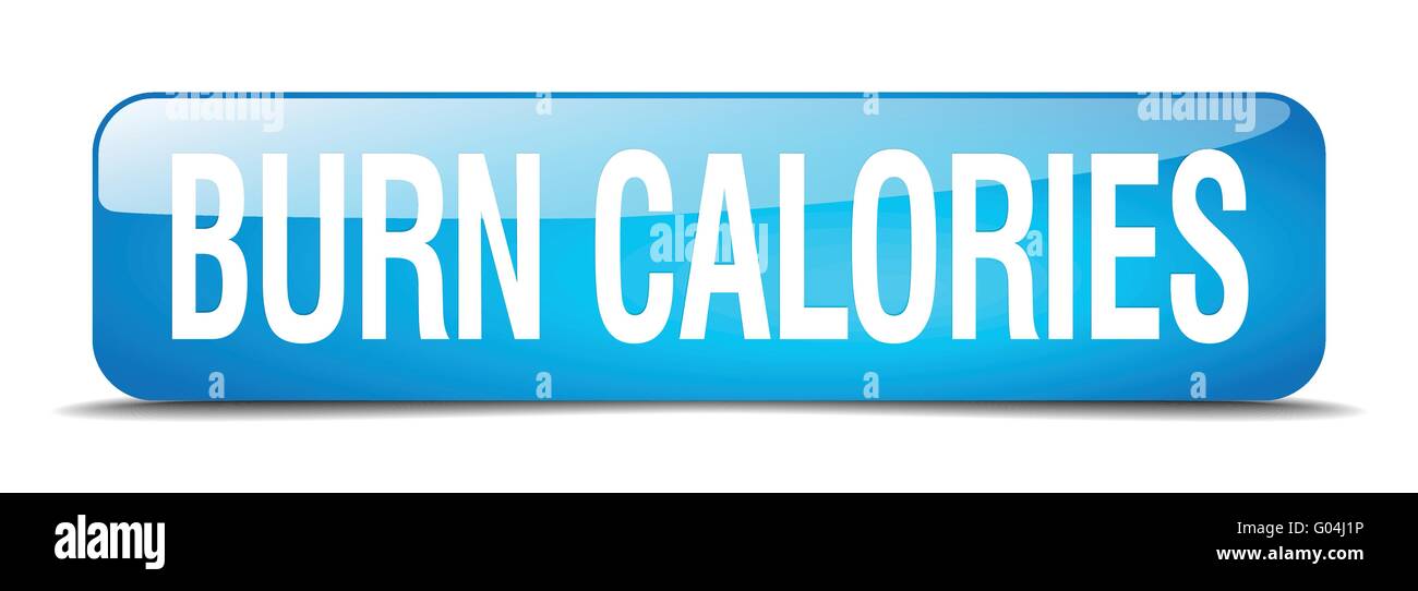 burn calories blue square 3d realistic isolated web button Stock Vector ...