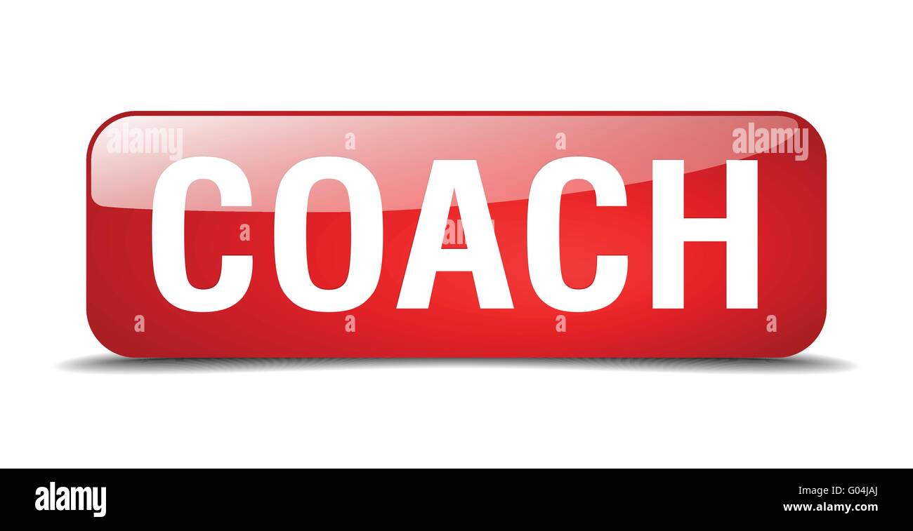 coach red square 3d realistic isolated web button Stock Vector Image ...