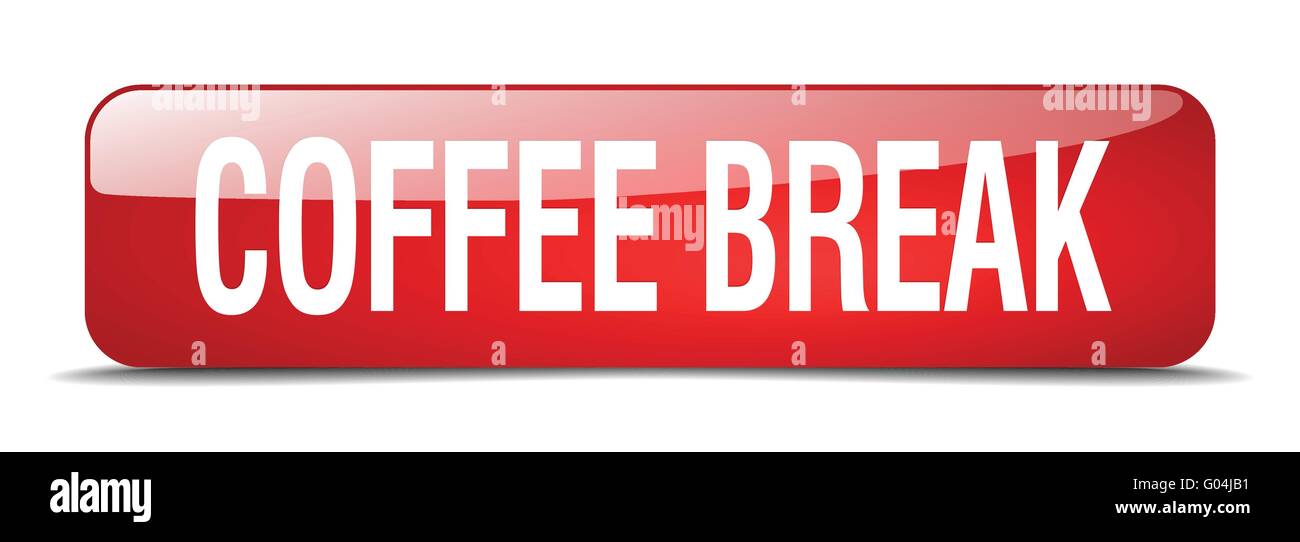coffee break red square 3d realistic isolated web button Stock Vector ...