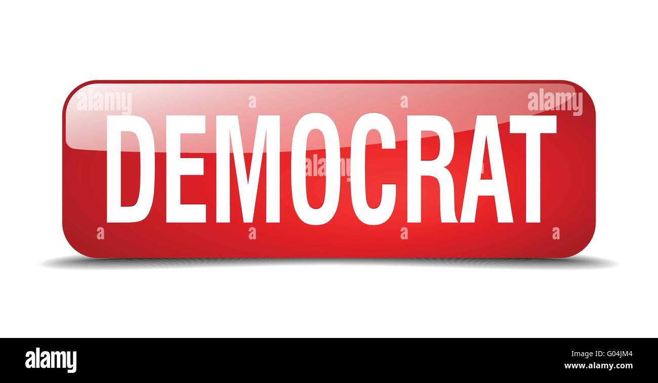 democrat red square 3d realistic isolated web button Stock Vector Image ...