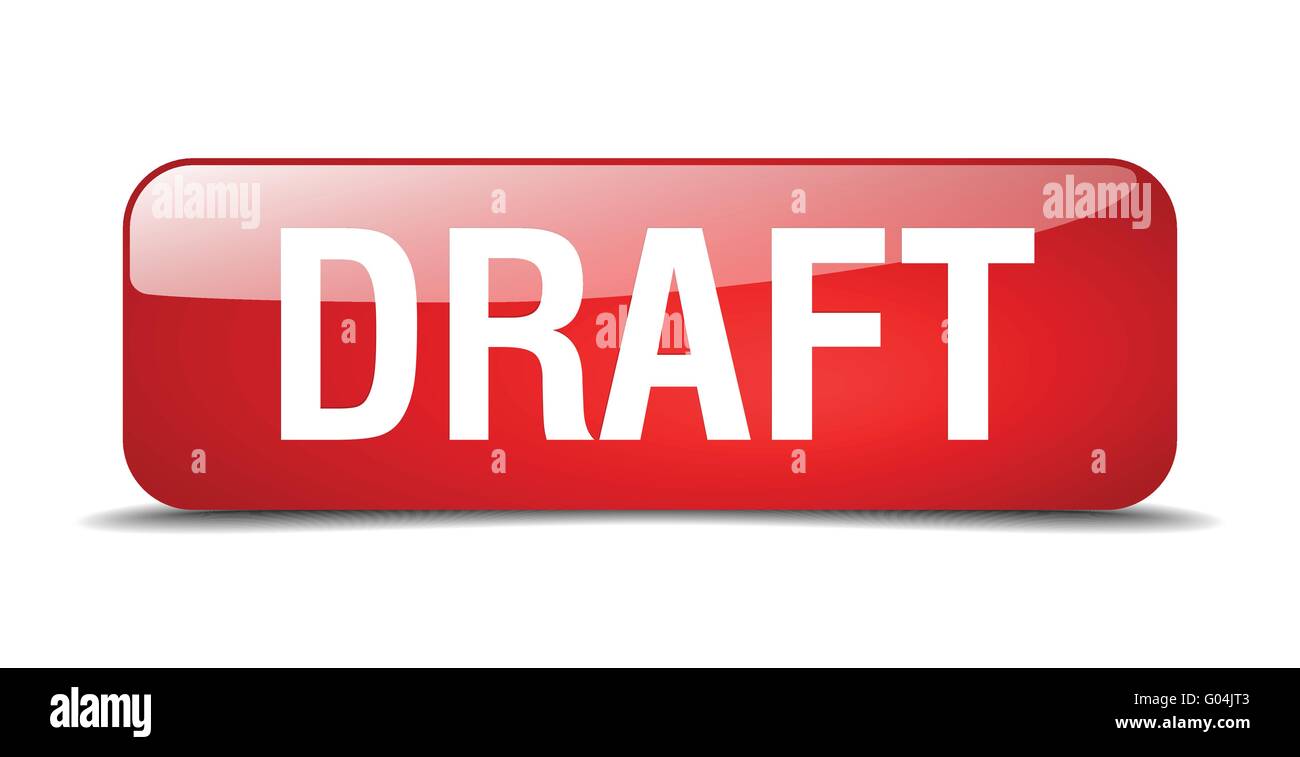 draft red square 3d realistic isolated web button Stock Vector Image ...