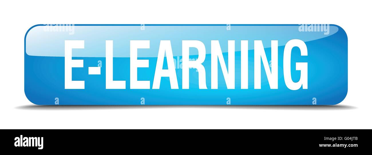 e-learning blue square 3d realistic isolated web button Stock Vector ...