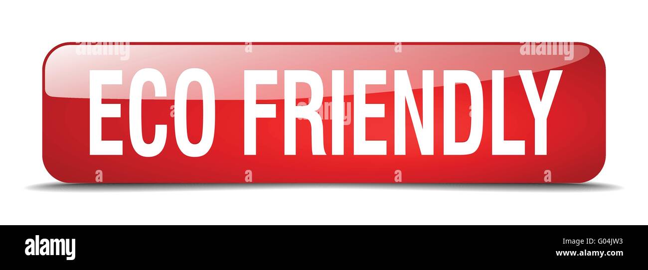 eco friendly red square 3d realistic isolated web button Stock Vector ...
