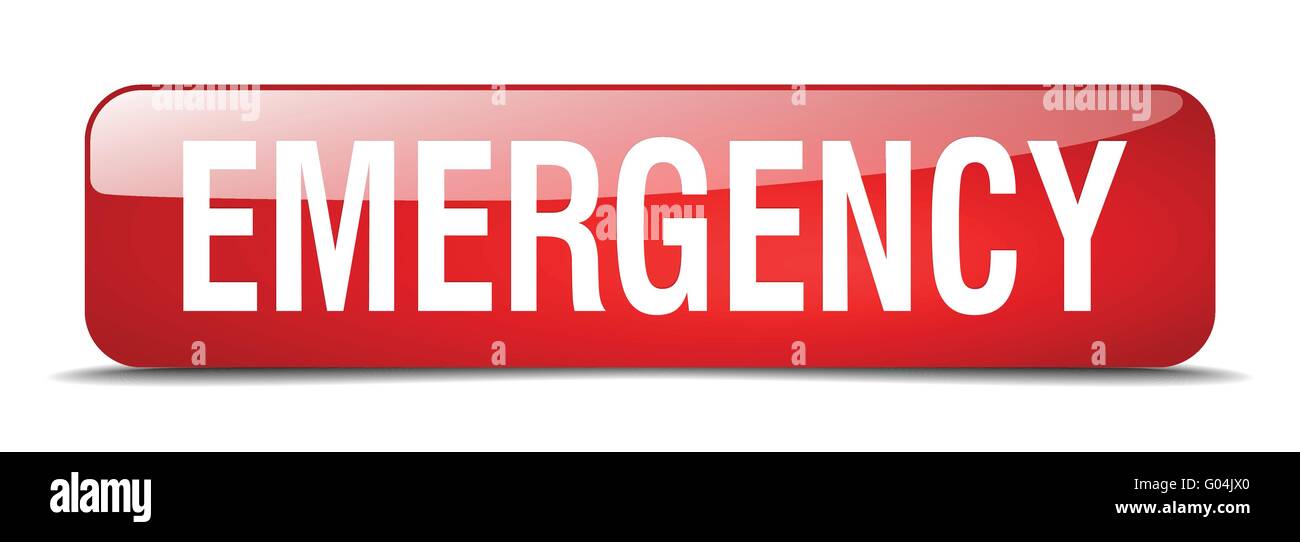 emergency red square 3d realistic isolated web button Stock Vector ...