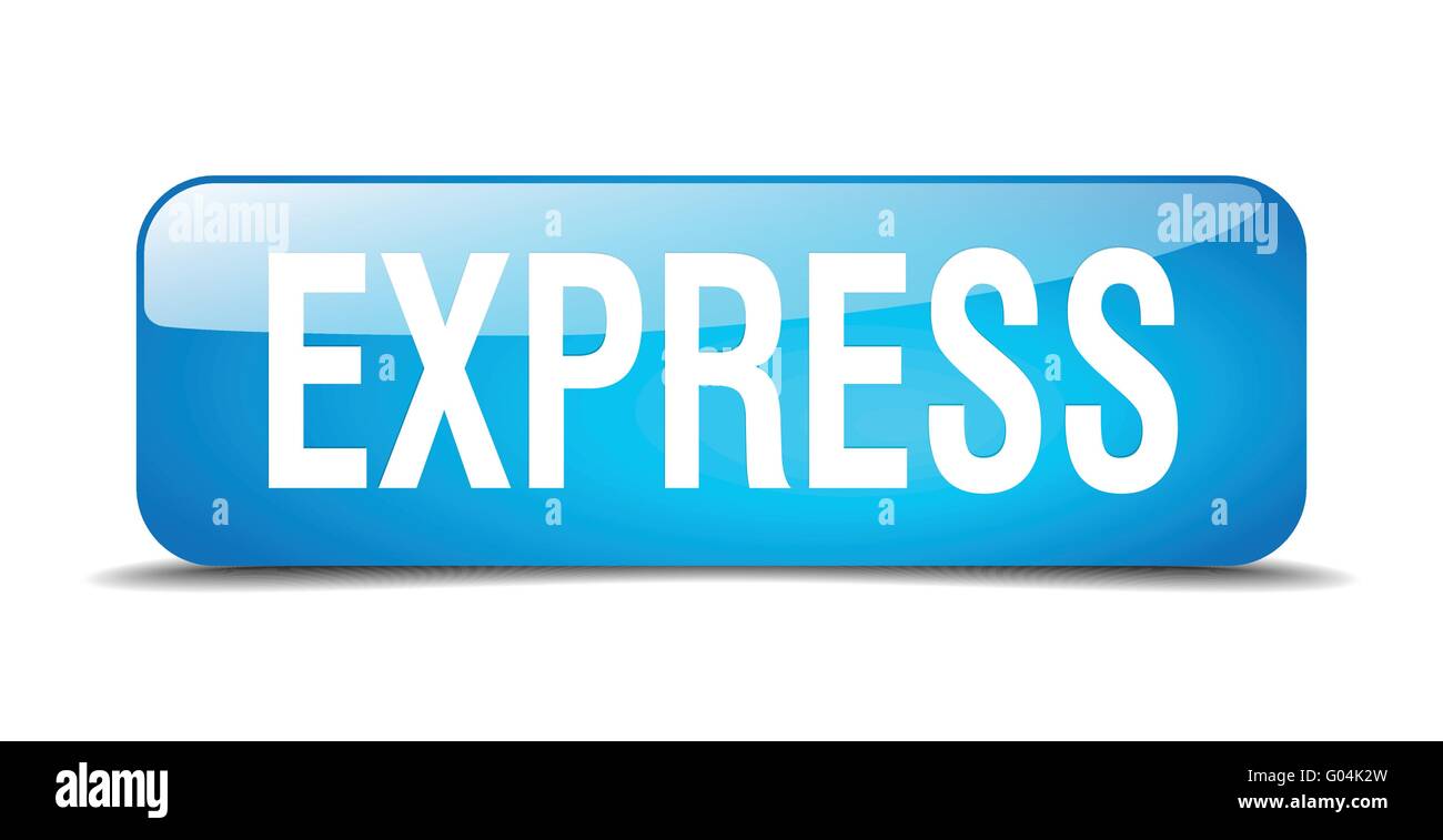 express blue square 3d realistic isolated web button Stock Vector Image ...
