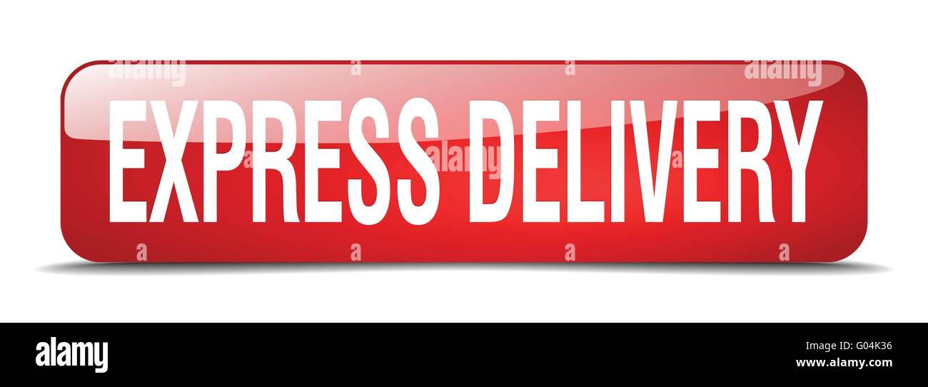 express delivery red square 3d realistic isolated web button Stock ...