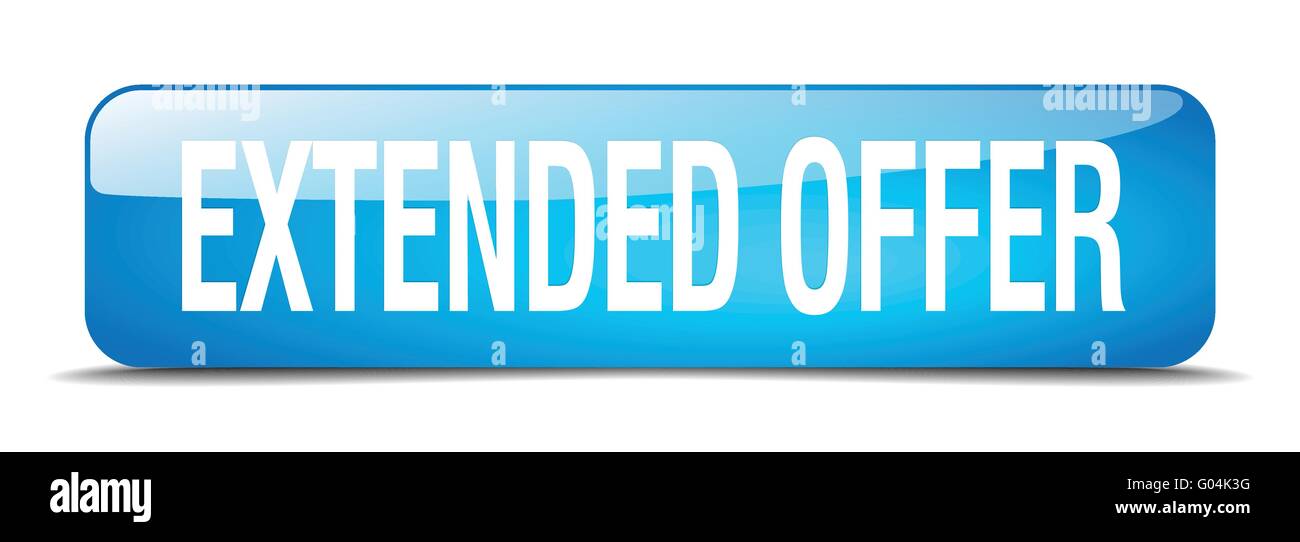 extended offer blue square 3d realistic isolated web button Stock ...