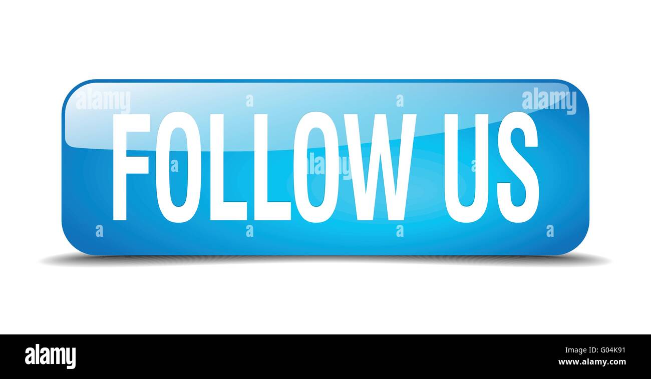 follow us blue square 3d realistic isolated web button Stock Vector ...