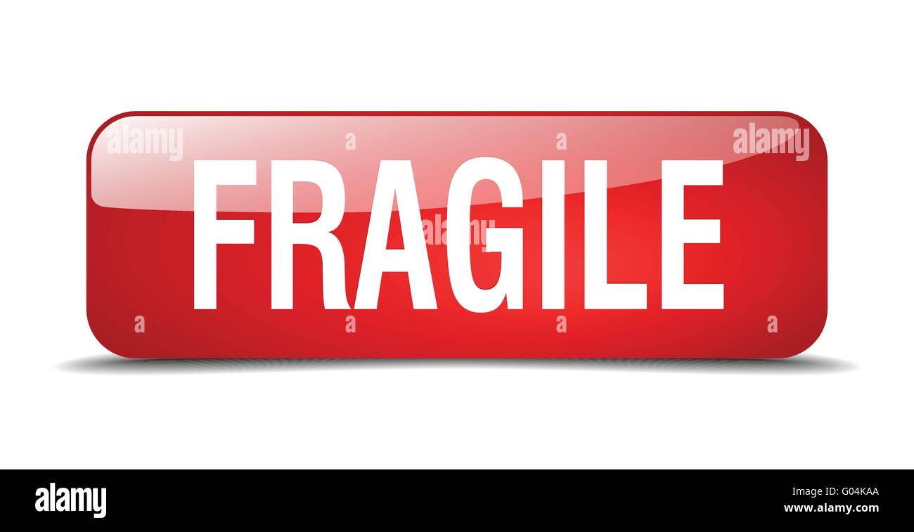 fragile red square 3d realistic isolated web button Stock Vector Image & Art - Alamy
