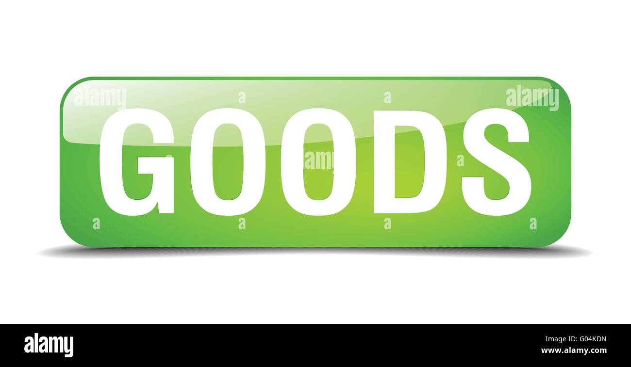 goods green square 3d realistic isolated web button Stock Vector Image ...