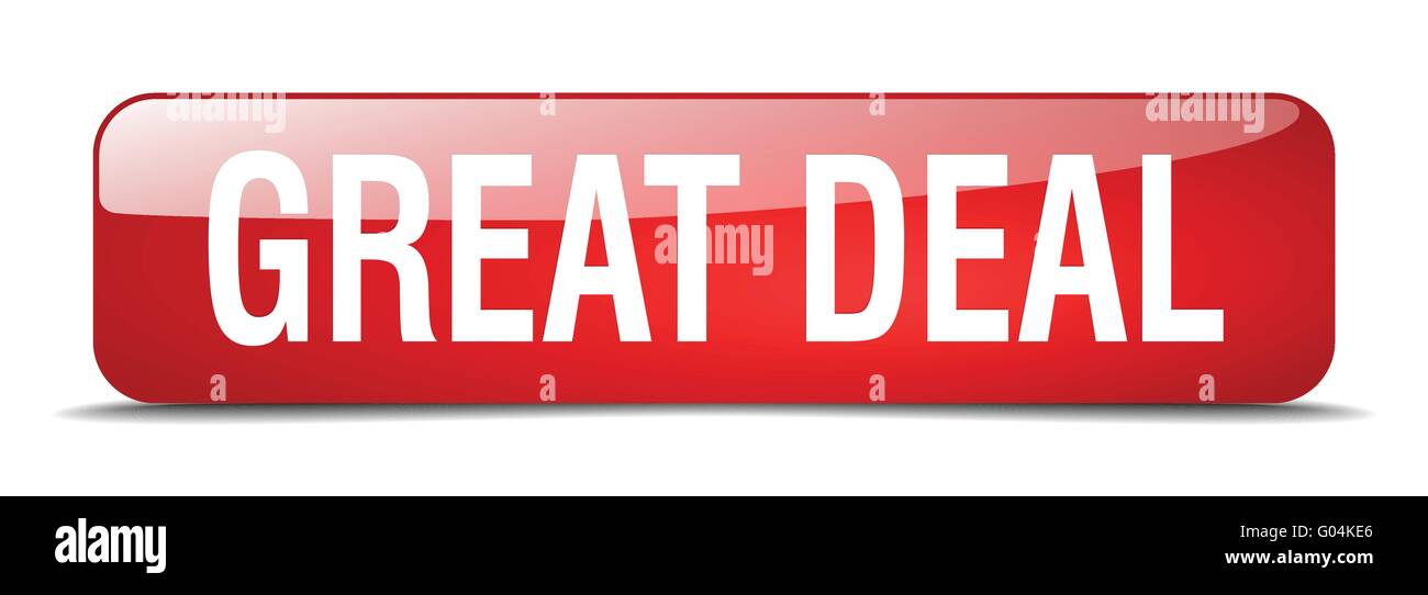 great deal red square 3d realistic isolated web button Stock Vector ...