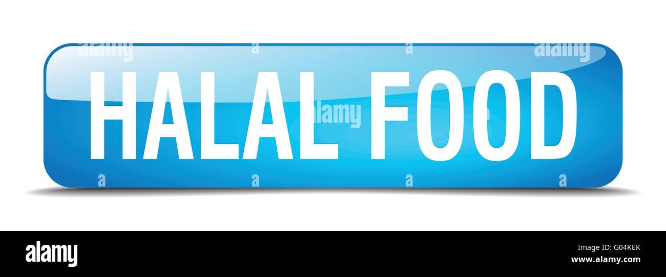 halal food blue square 3d realistic isolated web button Stock Vector ...